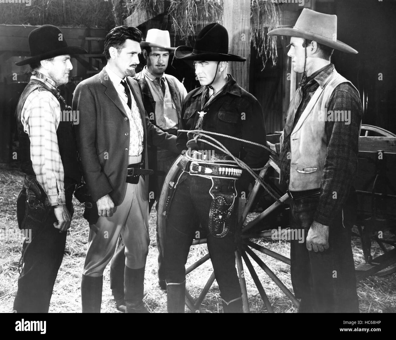 THE SHOWDOWN, from left: Walter Shumway, Morris Ankrum, Roy Barcroft ...