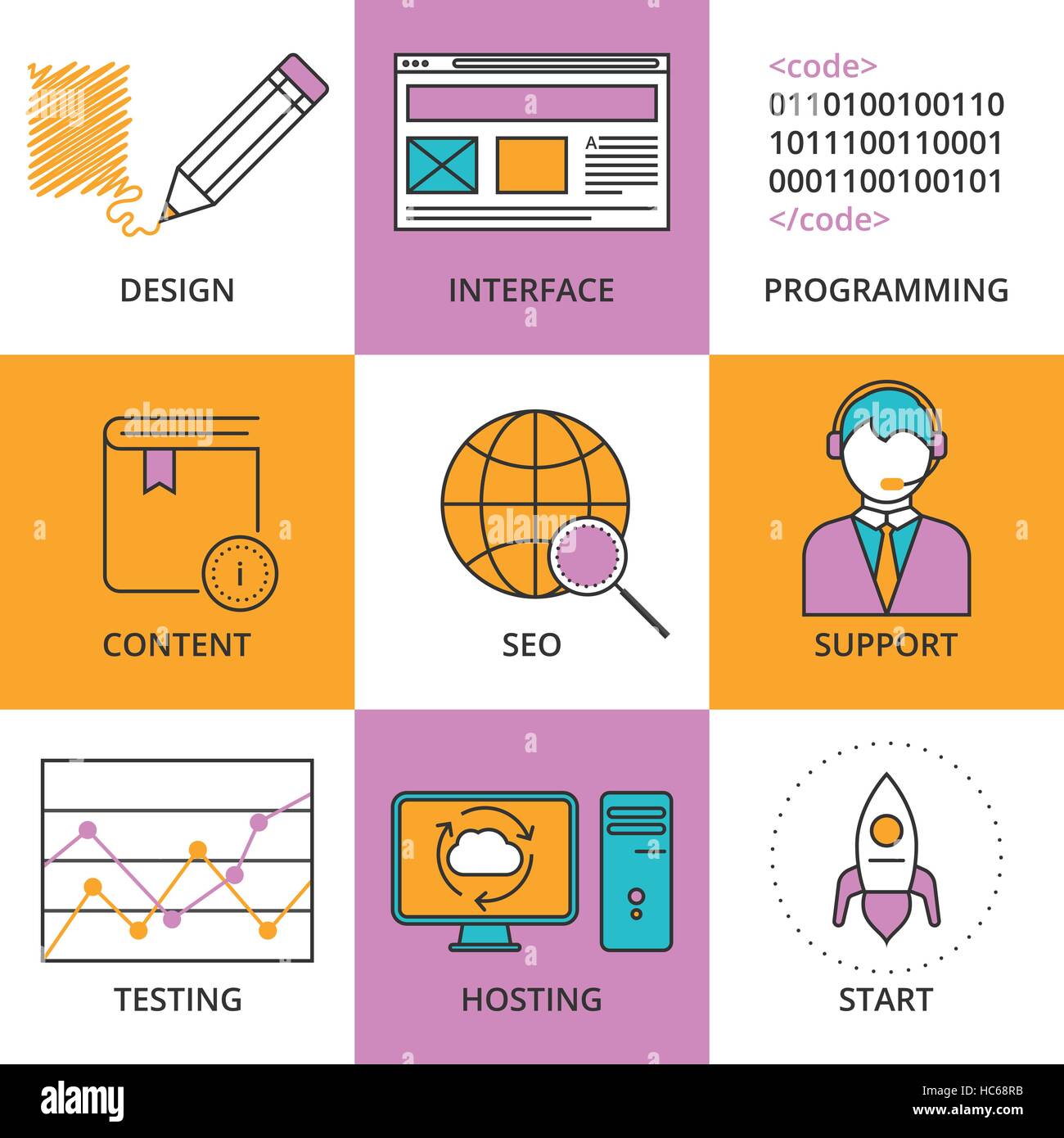 Vector Illustration Of A Set Linear Icons Stock Vector Image And Art Alamy