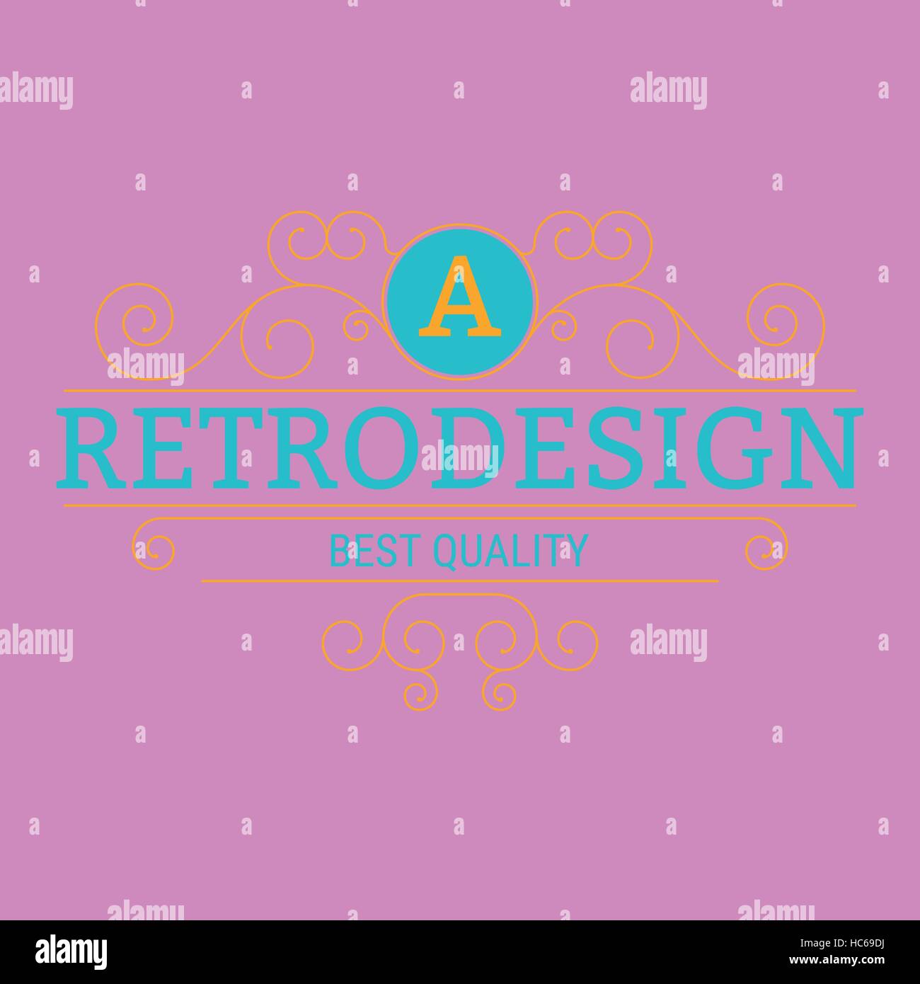 Vector illustration of the linear blue monogram Stock Vector Image ...