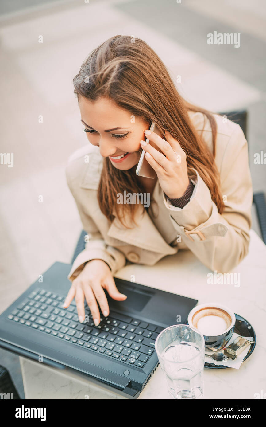 Working On Coffee Break Stock Photo - Alamy