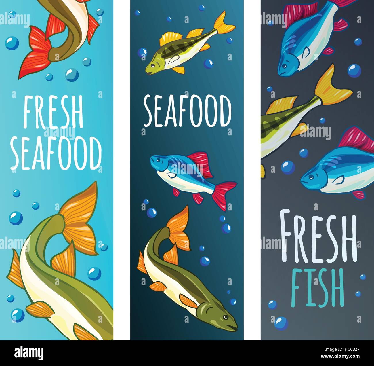 Seafood Restaurant. Seafood Background. Fresh fish, salmon. Vector ...