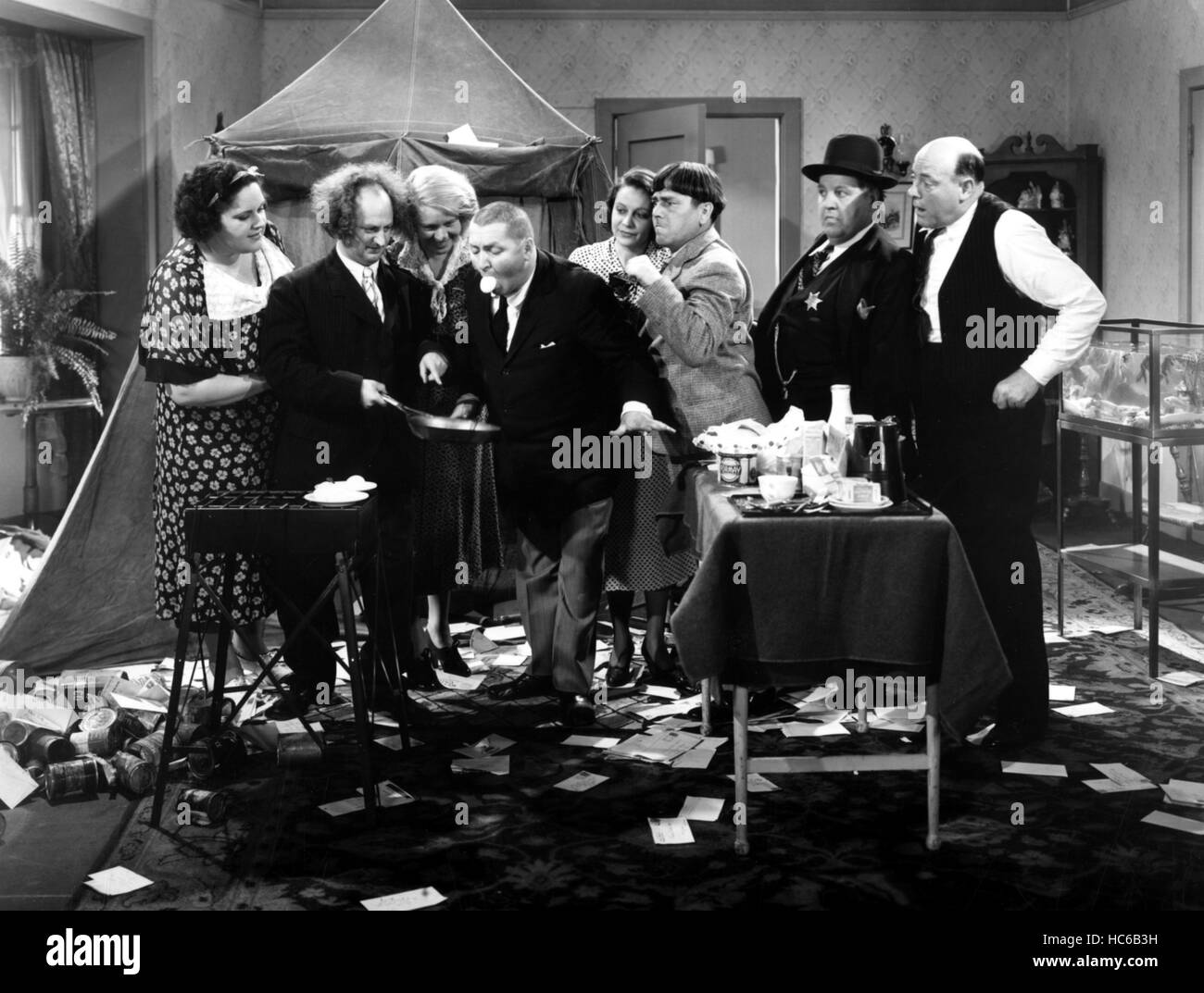 THE SITTER DOWNERS, June Gittelson, Larry Fine, Betty Mack, Curly ...