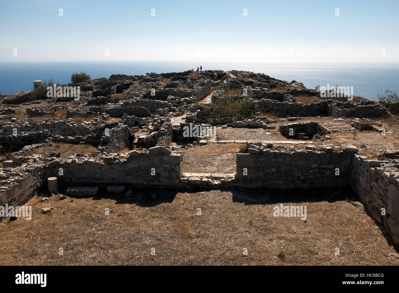 The ruins of ancient Thira, Santorini, Greece Stock Photo - Alamy