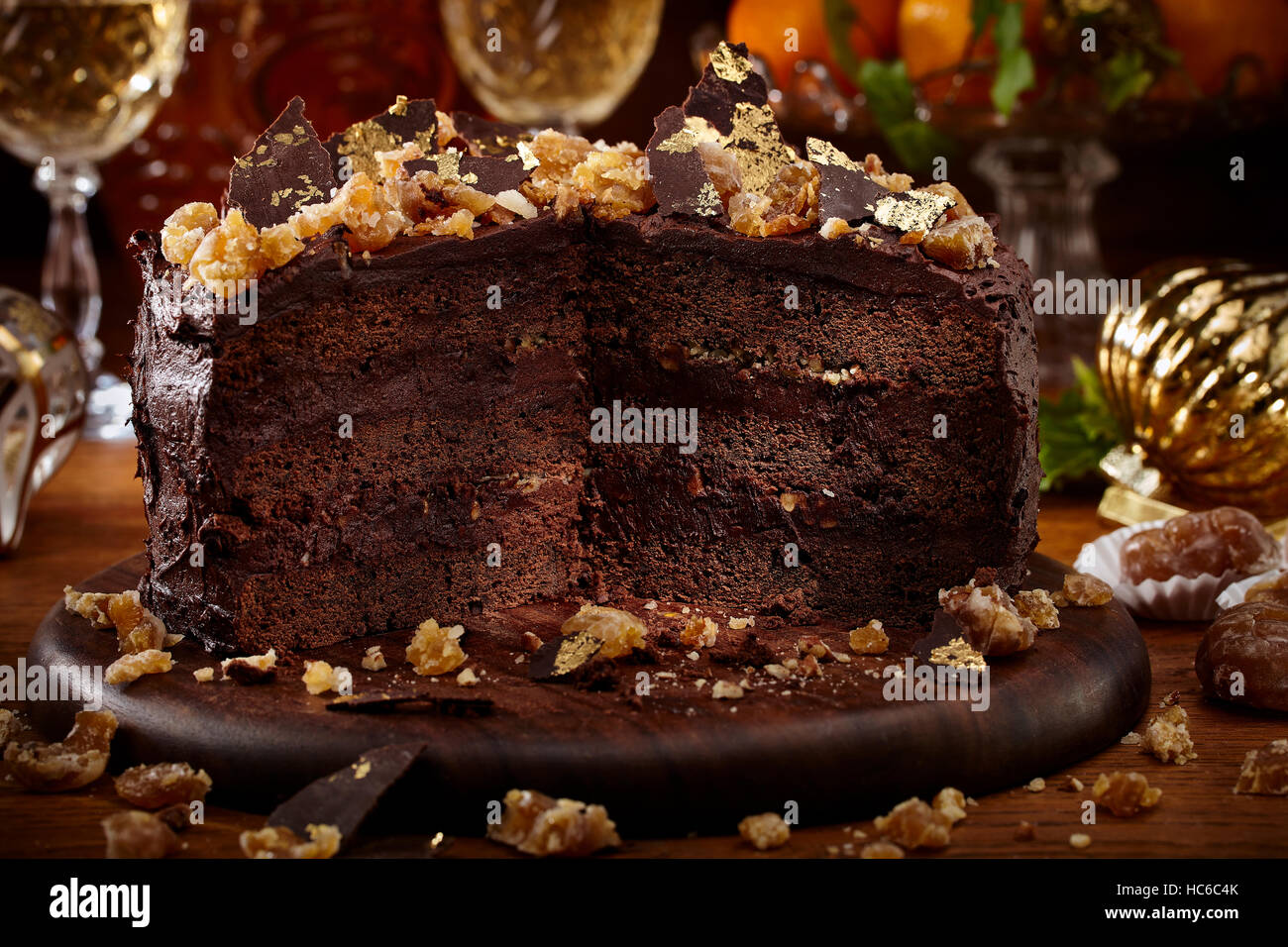 Marron glace chocolate cake Stock Photo - Alamy