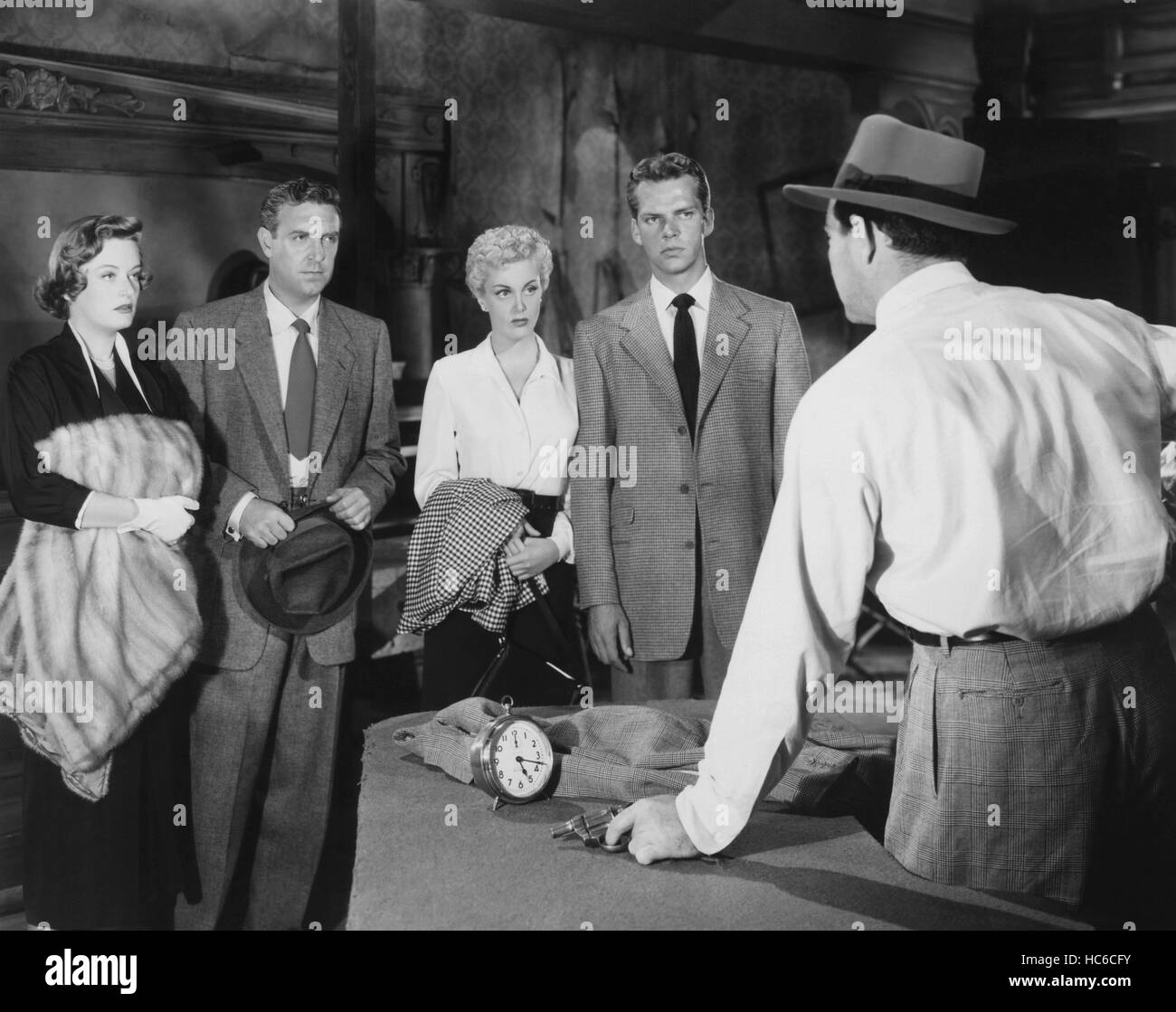 SPLIT SECOND, from left: Alexis Smith, Robert Paige, Jan Sterling, Keith Andes, Stephen McNally ...