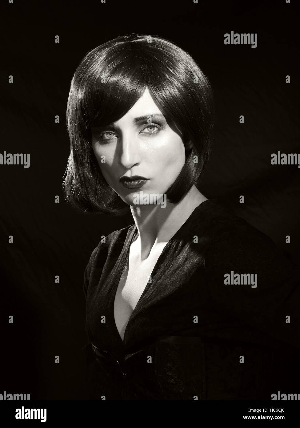 A black and white classic Hollywood style glamour portrait from the ...