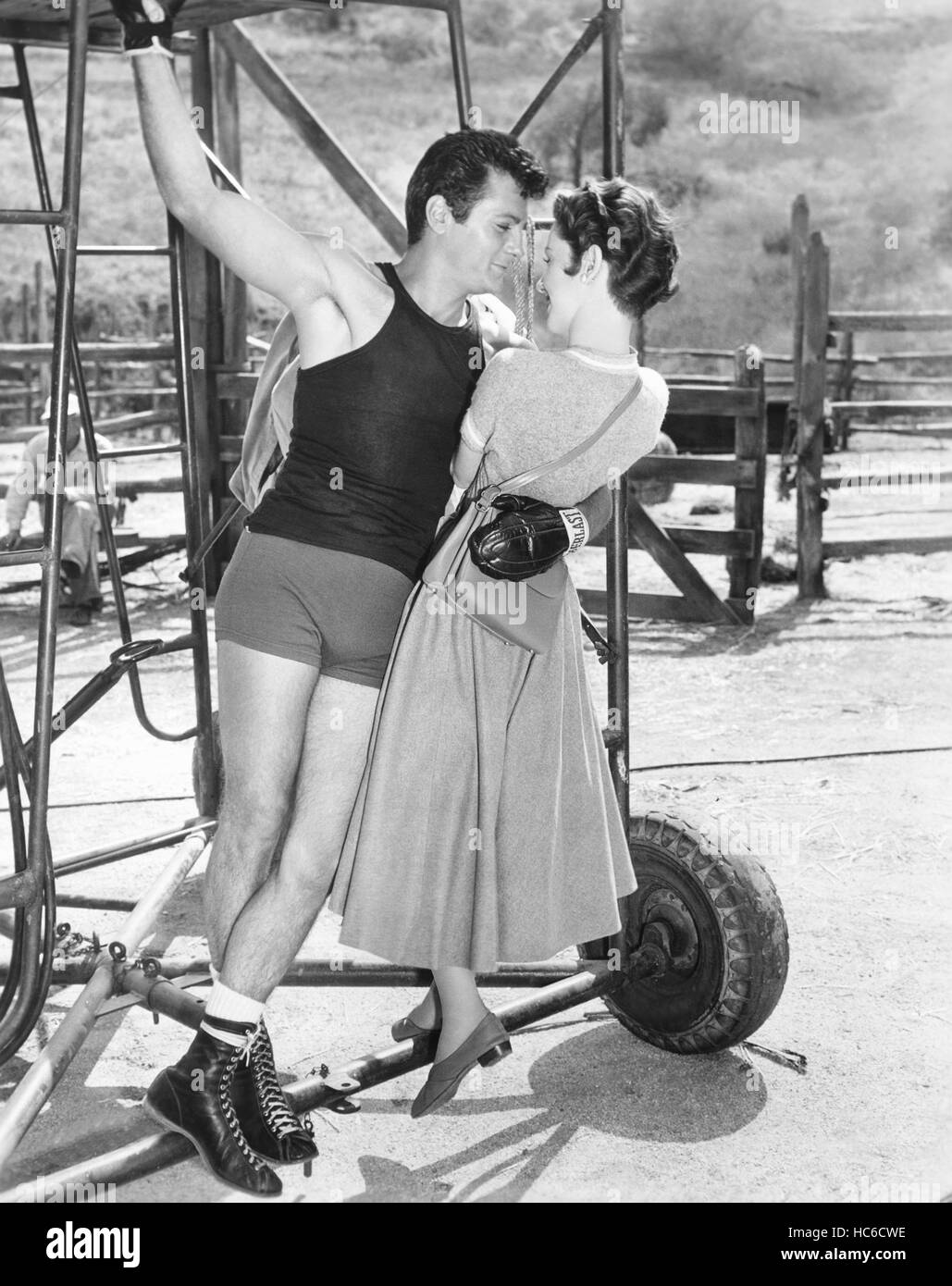 THE SQUARE JUNGLE, from left: Tony Curtis, Patricia Crowley rehearsing ...