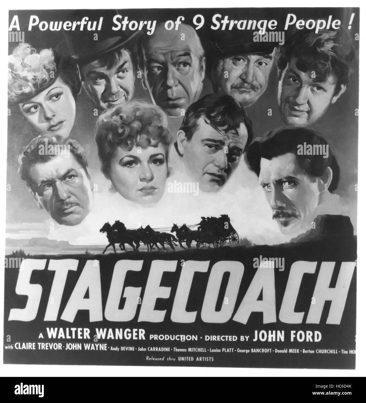 STAGECOACH, (l-r top row): Louise Platt, Thomas Mitchell, Donald Meek ...