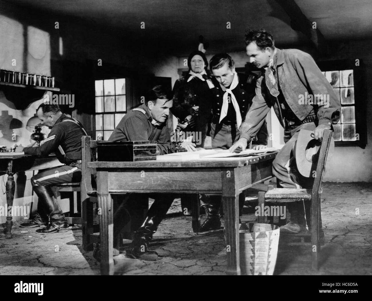 STAGECOACH, second, fourth and fifth from left: Harry Tenbrook, Tim Holt, Yakima Canutt, 1939 ...