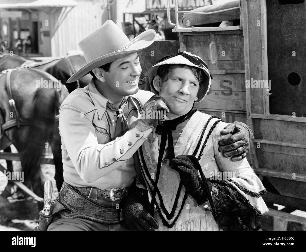 STAGECOACH BUCKAROO, from left: Johnny Mack Brown, Fuzzy Knight, 1942 ...