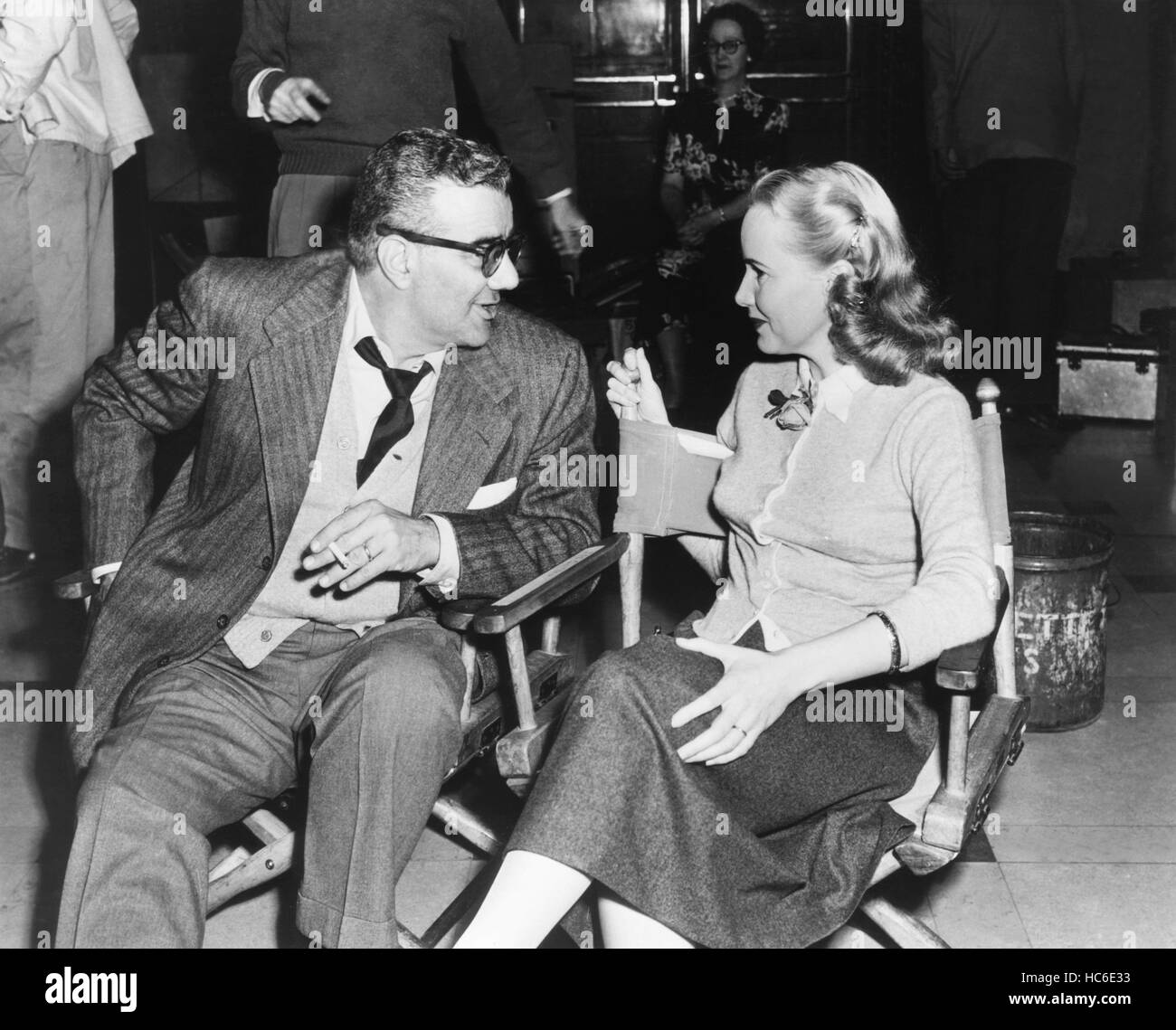 THE STEEL TRAP, from left, producer Bert Friedlob, Teresa Wright, on ...
