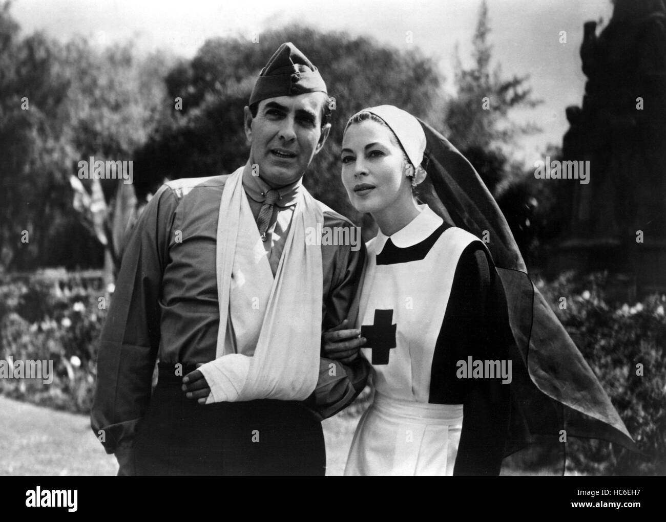 THE SUN ALSO RISES, Tyrone Power, Ava Gardner, 1957, wounded soldier and nurse Stock Photo - Alamy