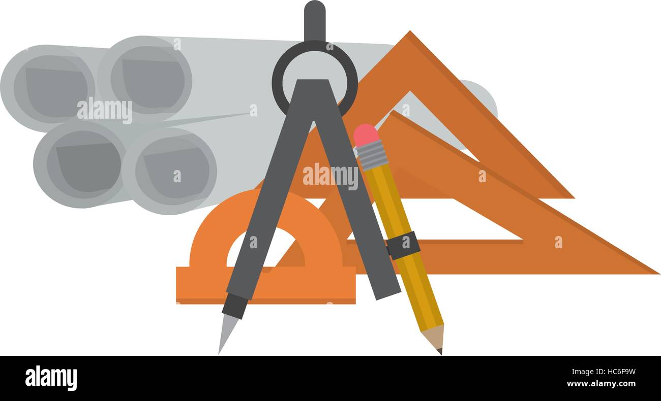 Isolated plans and ruler of construction design Stock Vector Image ...
