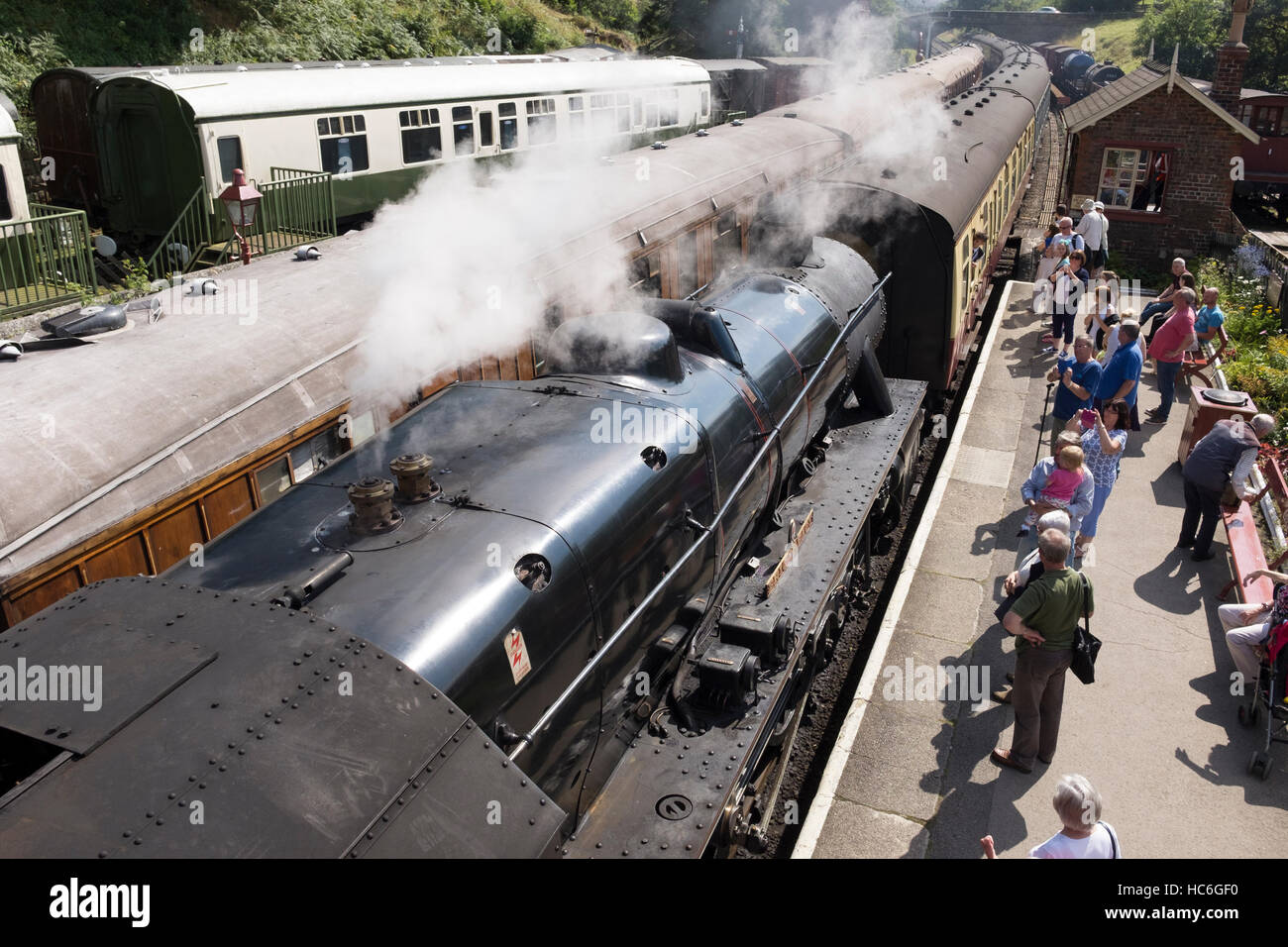 Old Steam Train at Platform Stock Photo - Alamy