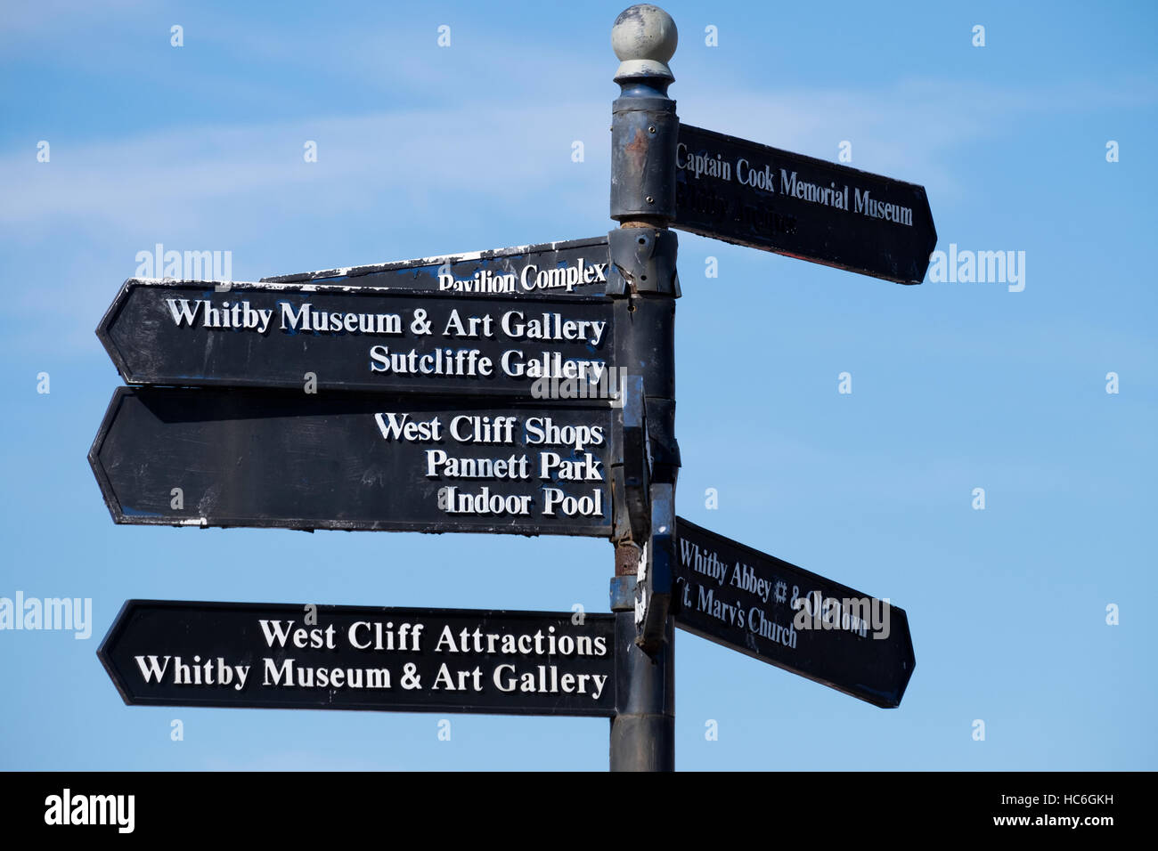 Whitby directions sign Stock Photo - Alamy