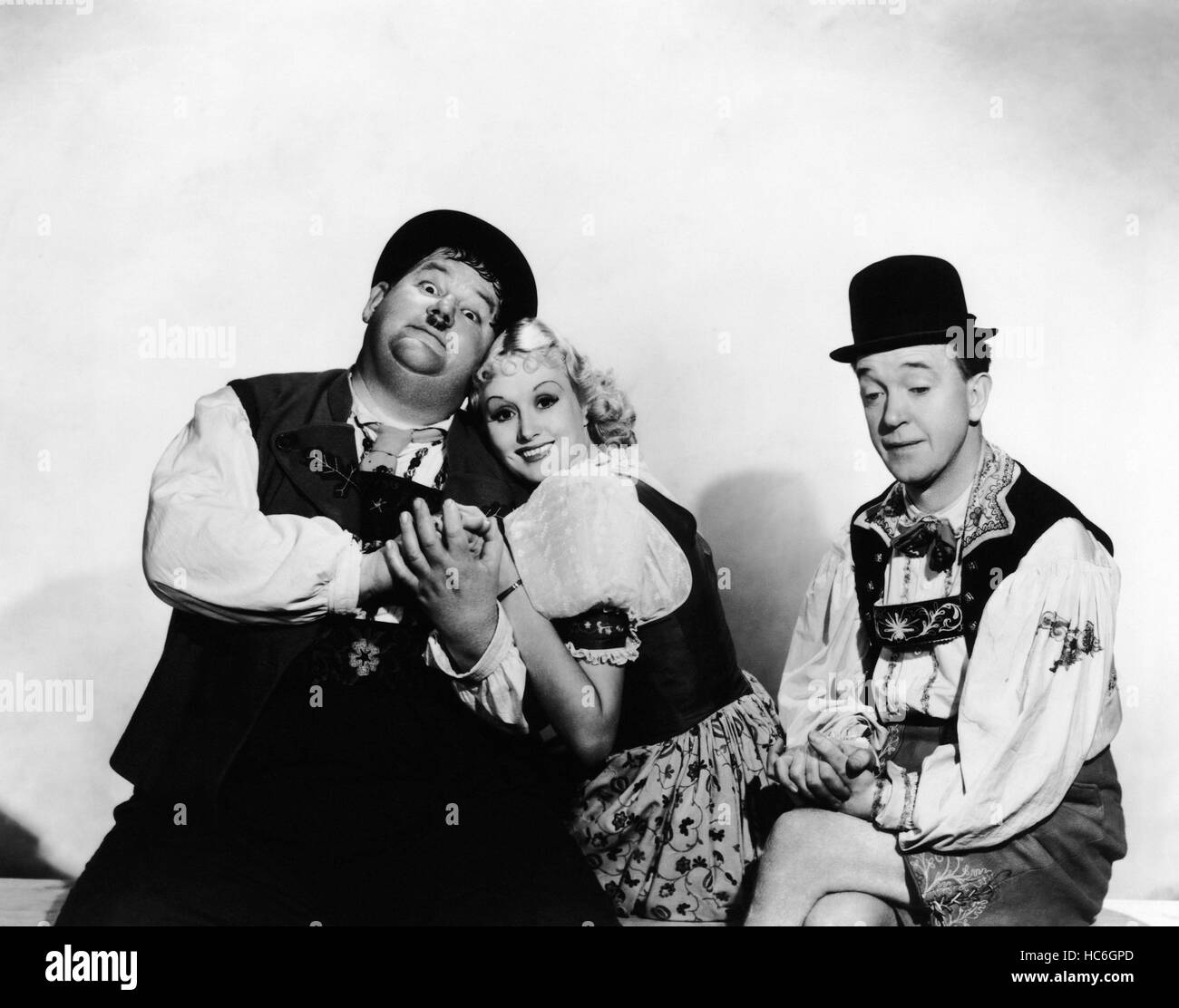 SWISS MISS, from left, Oliver Hardy, Della Lind, Stan Laurel, 1938 ...