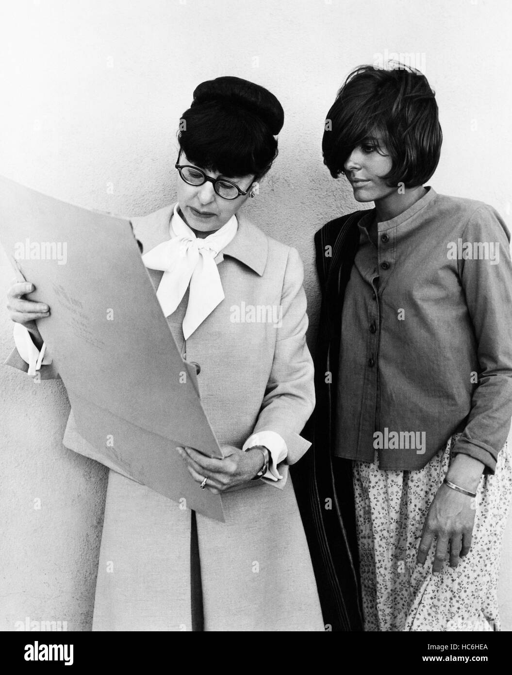 TELL THEM WILLIE BOY IS HERE, Katharine Ross, right, going over costume ...