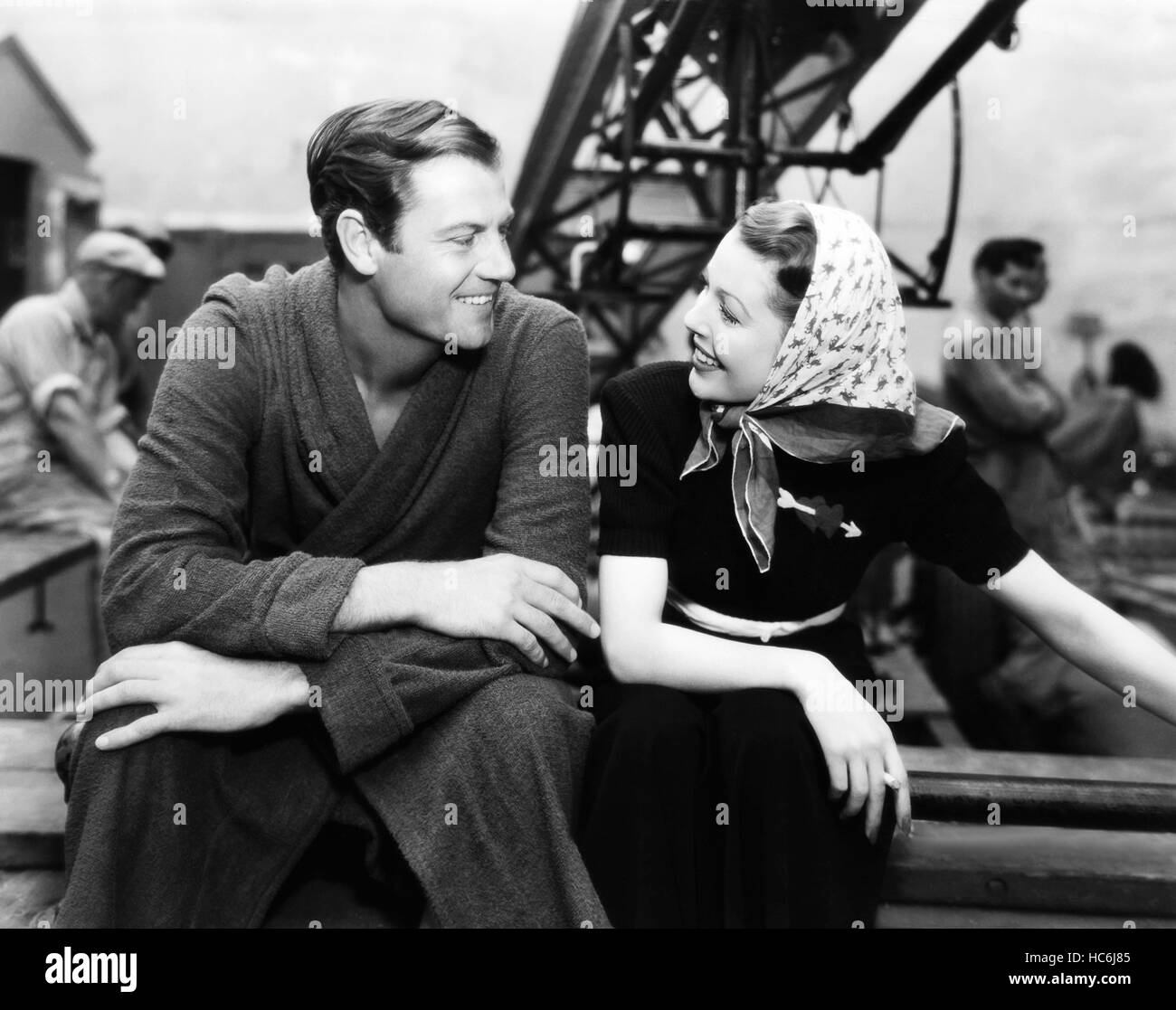 THREE BLIND MICE, from left, Joel McCrea, Loretta Young, on location in ...