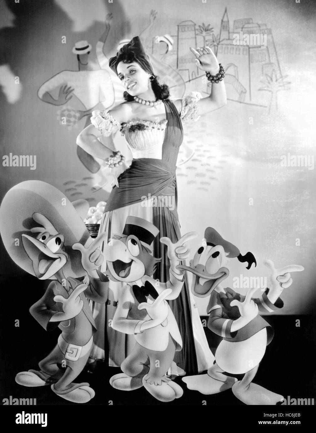 THE THREE CABALLEROS, front: Panchito, Jose Carioca, Donald Duck; back ...