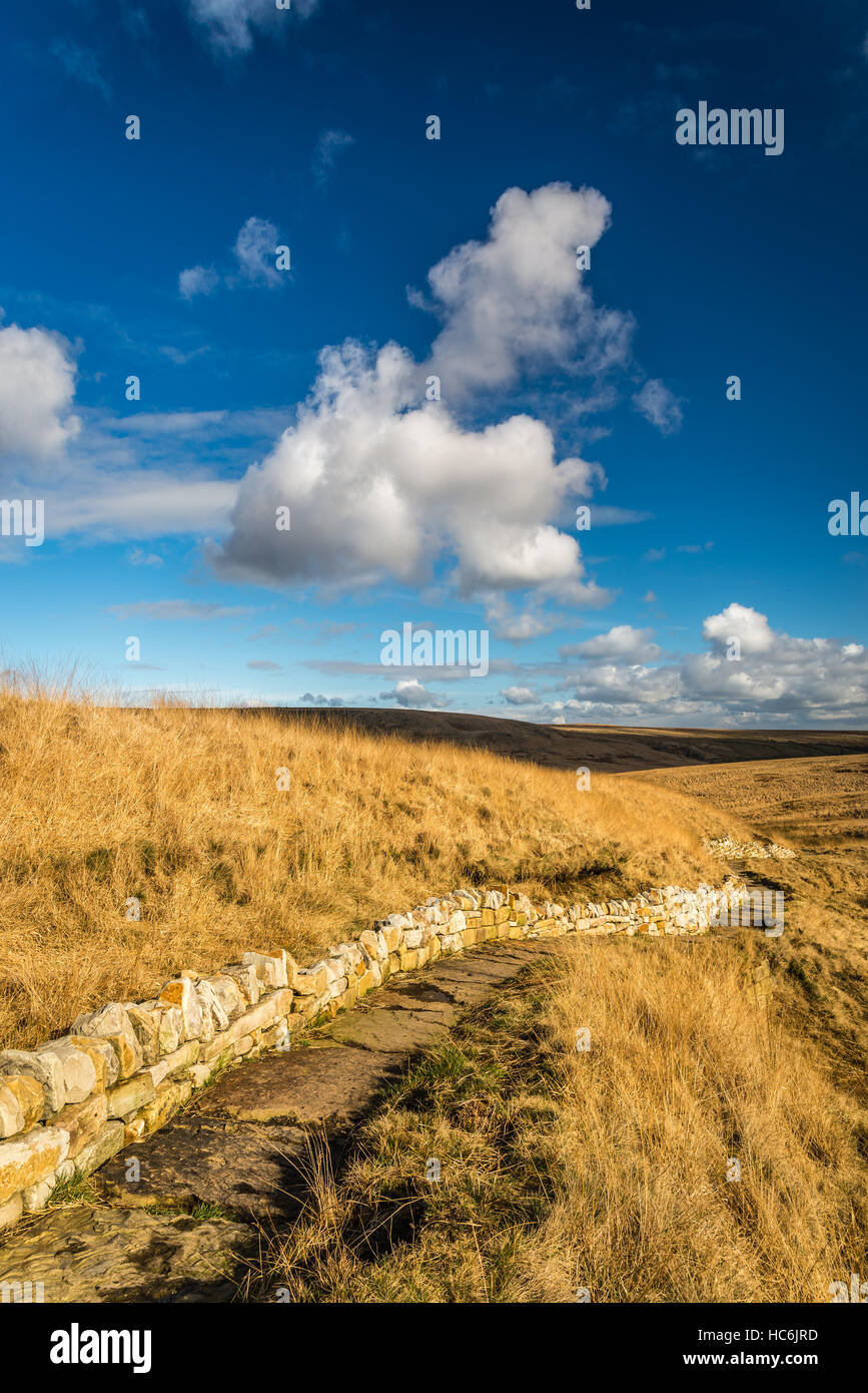 Stone path across Marsden moor leading to the Eastergate bridge Stock ...