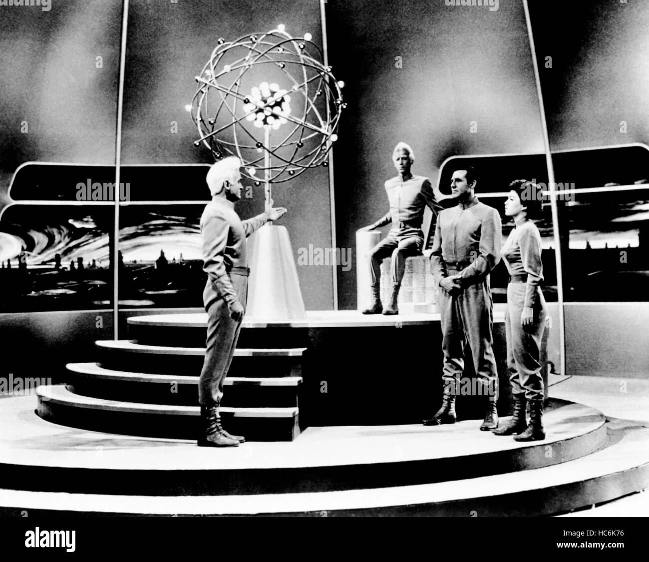 THIS ISLAND EARTH, from left: Jeff Morrow, Douglas Spencer (rear), Rex ...