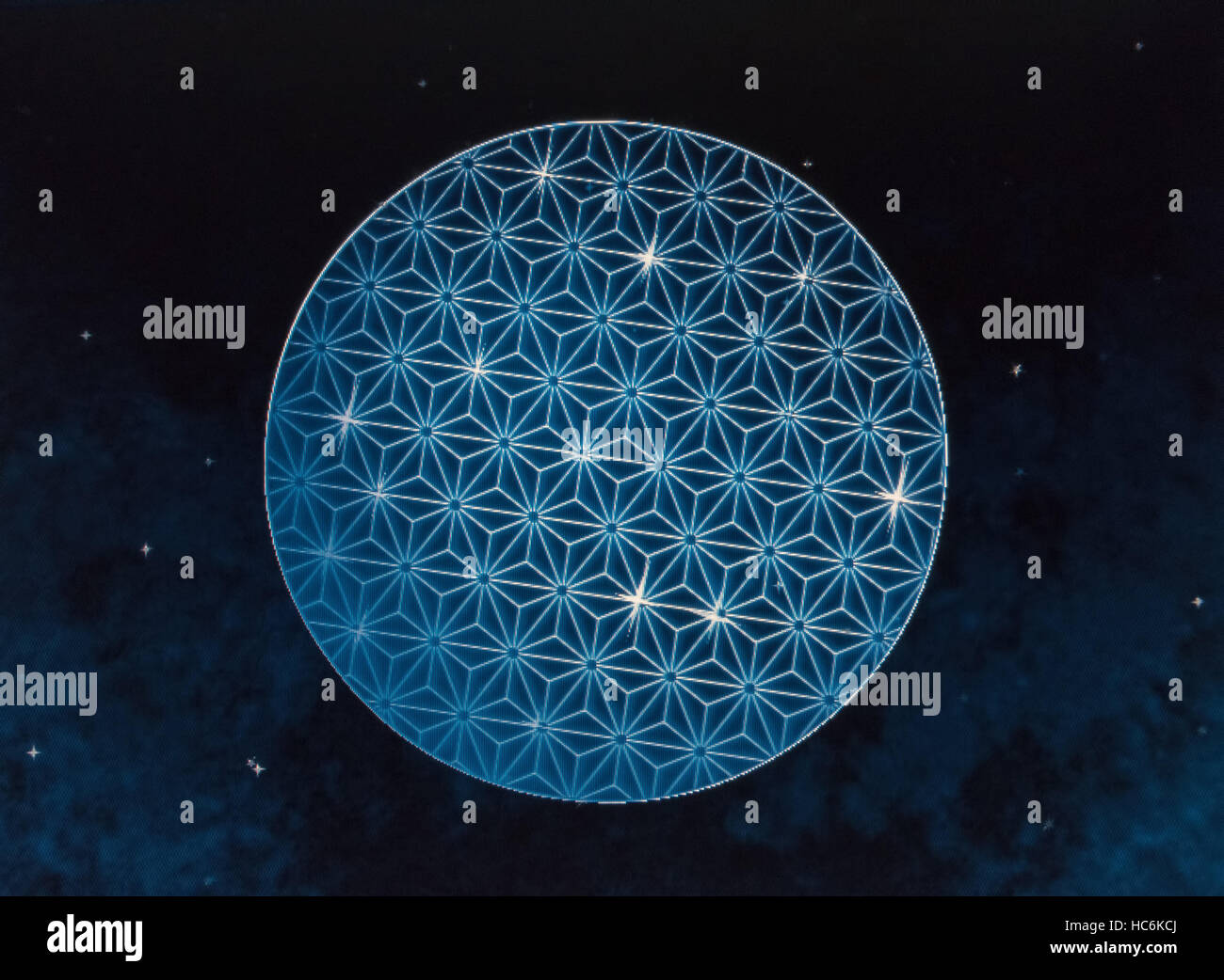 Computer generated circle containing triangles. Shot of image on screen ...