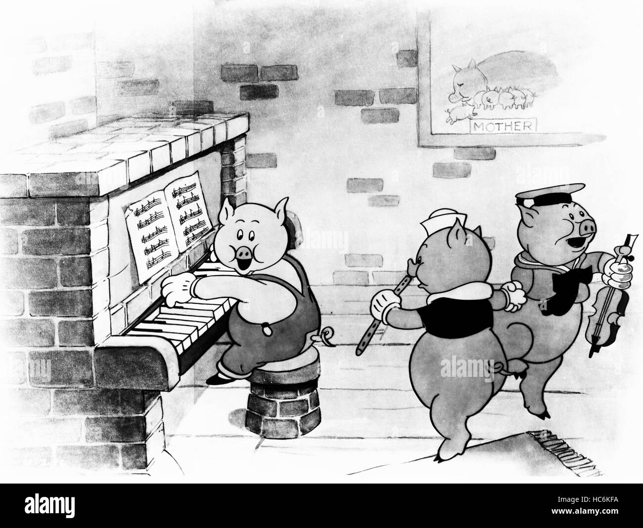 THREE LITTLE PIGS, from left: Practical Pig, Fifer Pig, Fiddler Pig ...