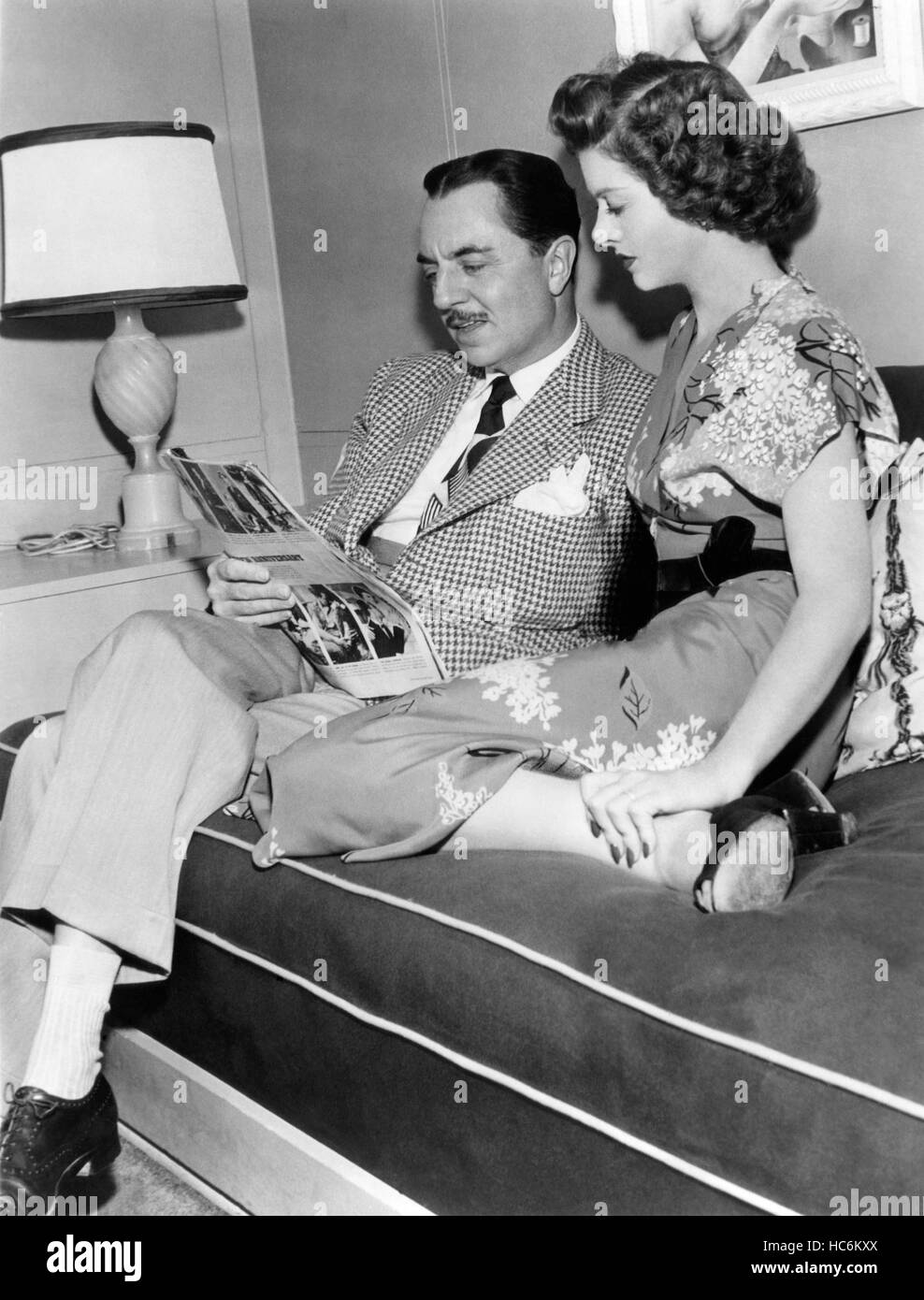 THE THIN MAN GOES HOME, William Powell, Myrna Loy reading in dressing ...