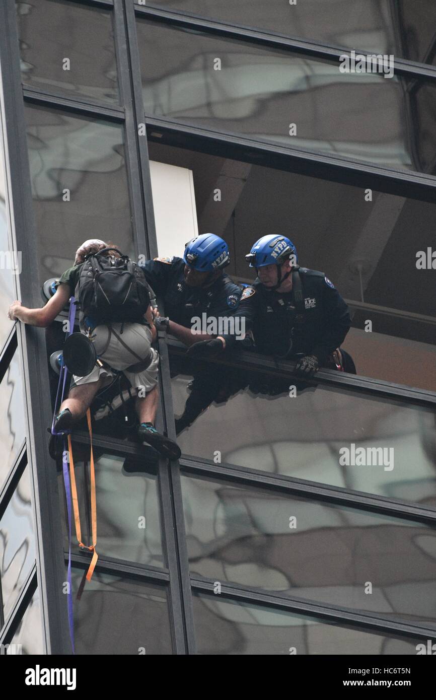 Trump supporter climbs Trump Tower in New York Featuring: View Where ...