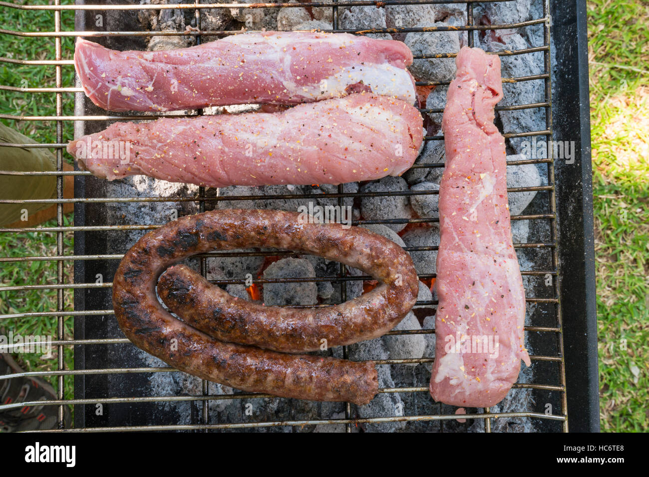 braai barbeque Africa Zimbabwe flame grilled meat Stock Photo - Alamy
