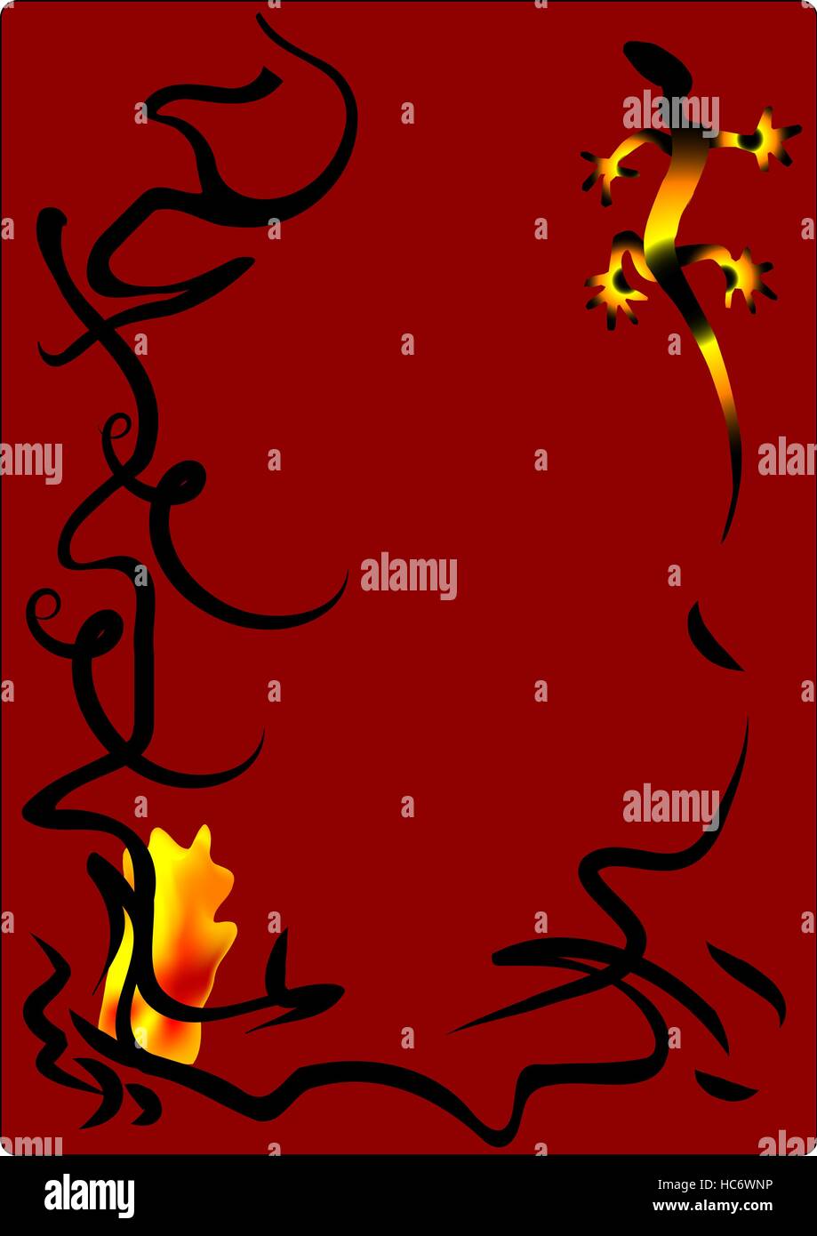 alchemical salamander, symbol of fire element Stock Vector Image & Art ...