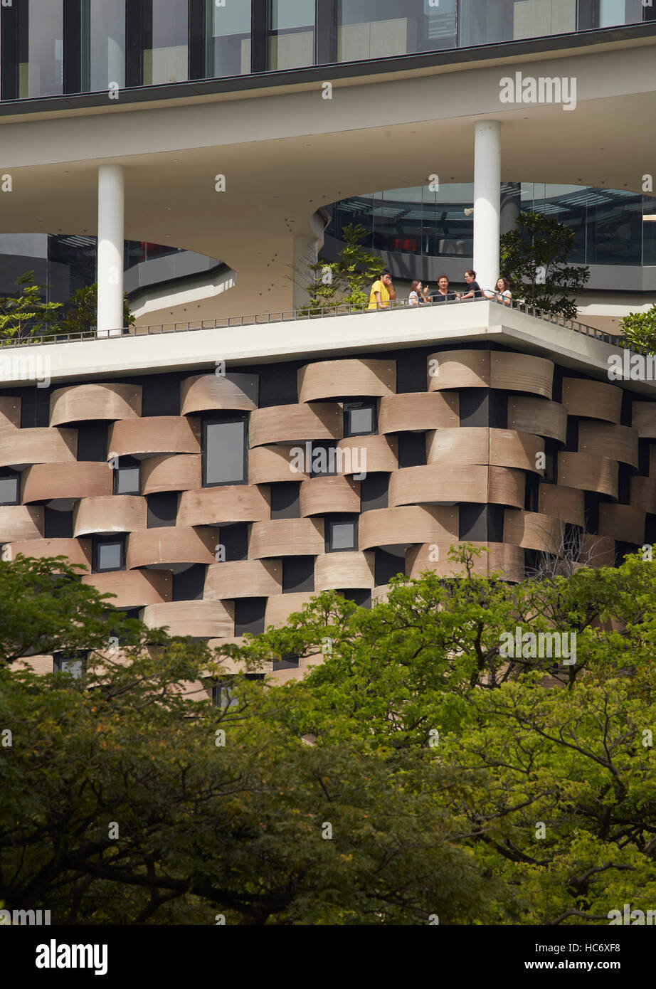 Detail of ceramic clad exterior facade and rooftop terrace. SELECT ...