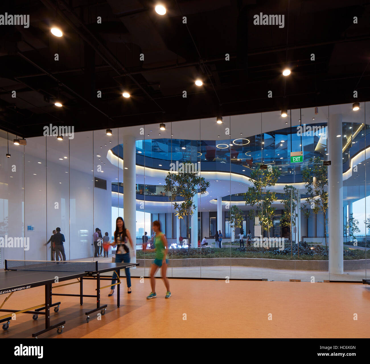 Glazed gym on rooftop terrace. SELECT Group Headquarters, Singapore ...
