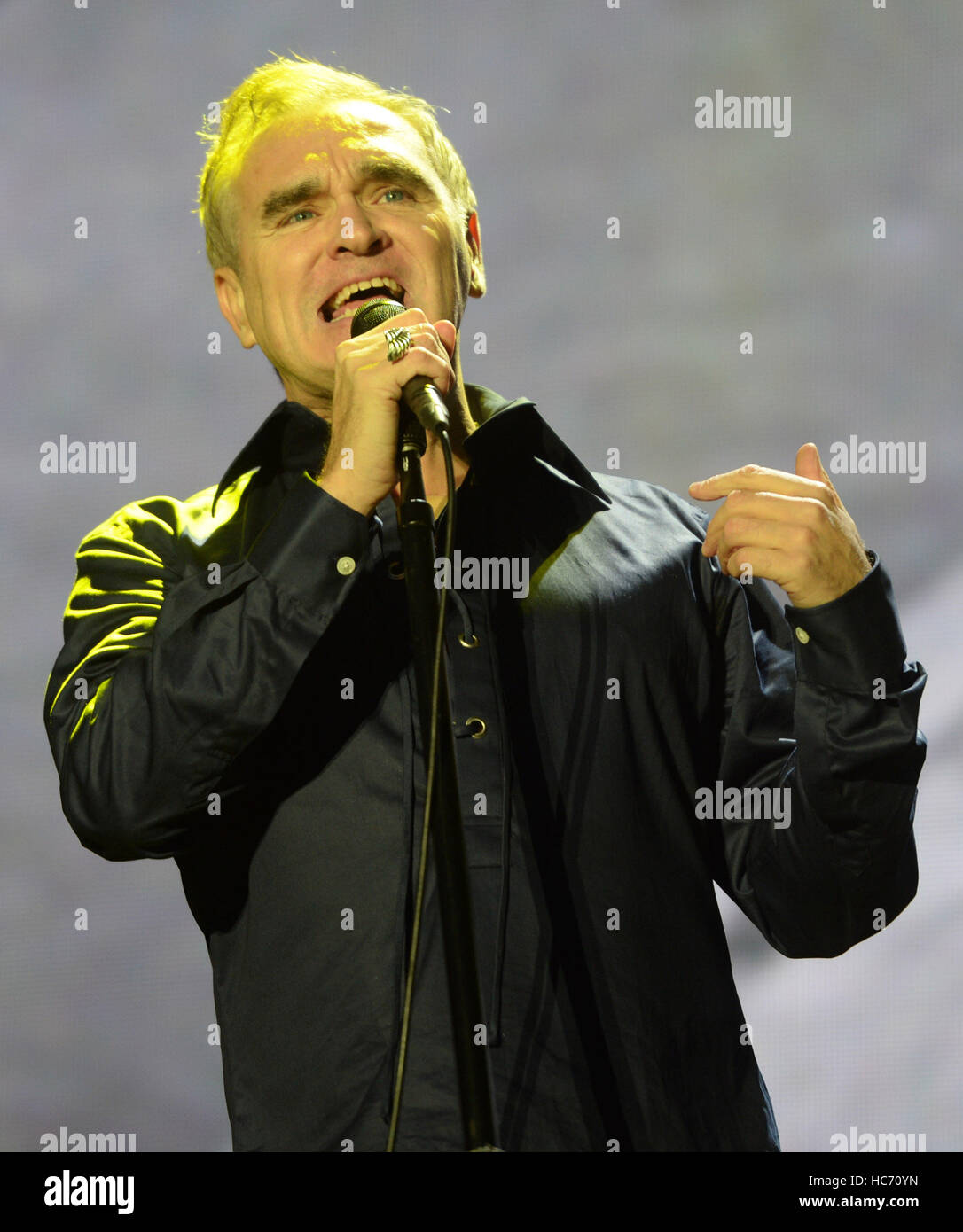Morrissey performing at the Way Out West Festival in Gothenburg ...
