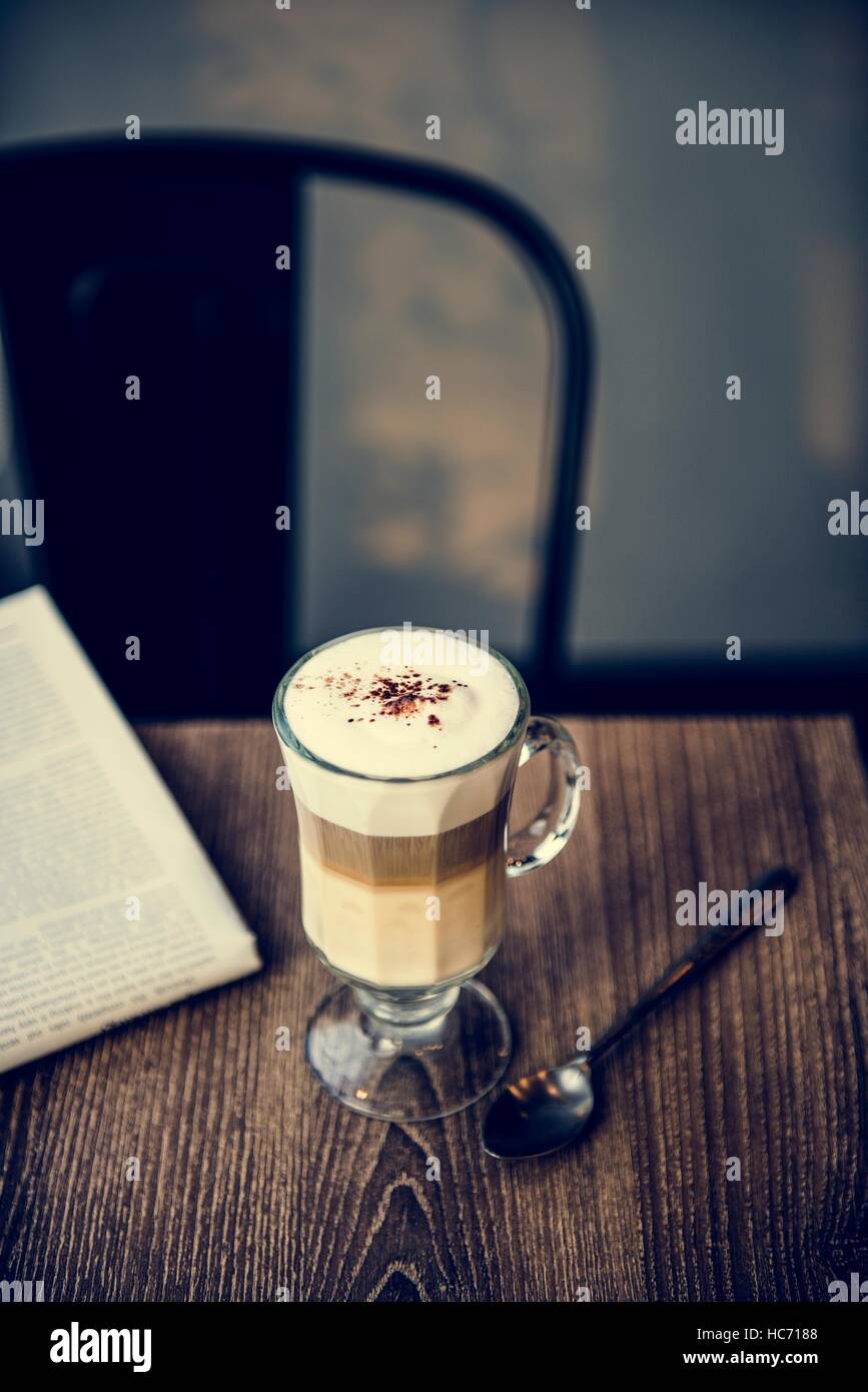 Coffee Shop Cafe Latte Cappuccino Newspaper Concept Stock Photo - Alamy