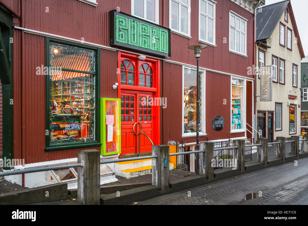A street in the capital city of Reykjavik, Iceland, Europe Stock Photo ...