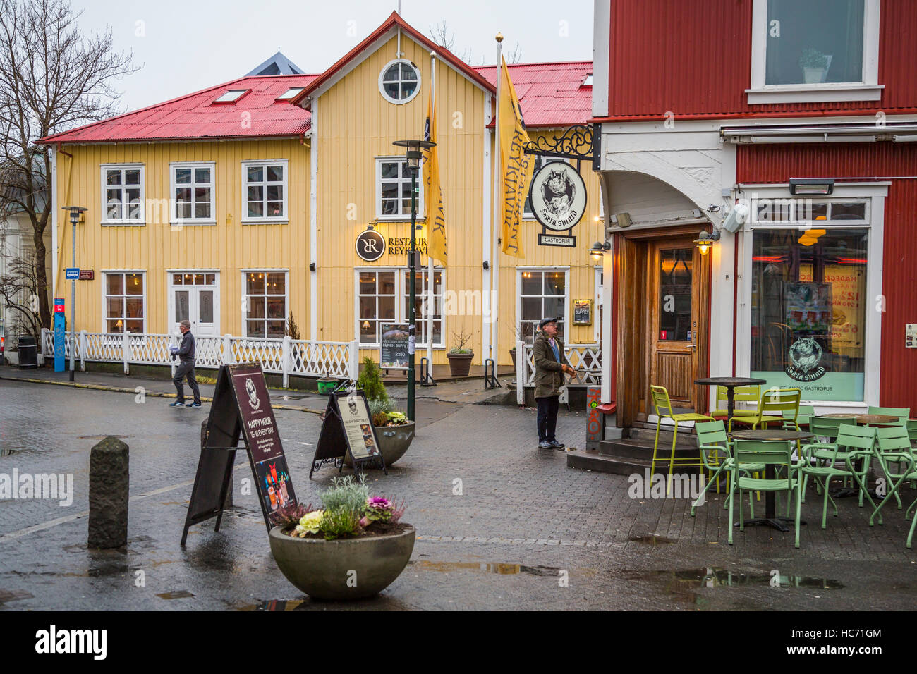 A street in the capital city of Reykjavik, Iceland, Europe Stock Photo ...