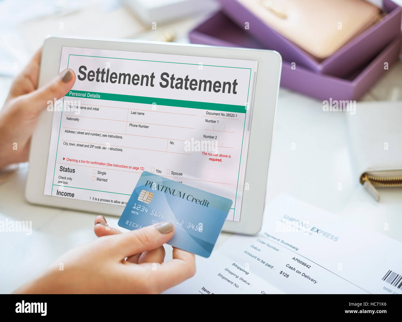 Settlement Statement Form Financial Concept Stock Photo - Alamy