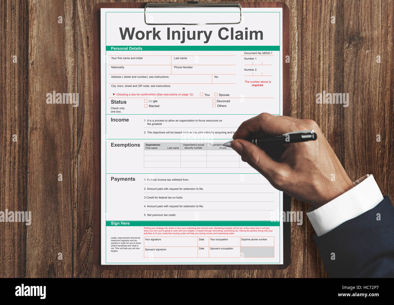 Work Injury Compensation Claim Form Concept Stock Photo - Alamy