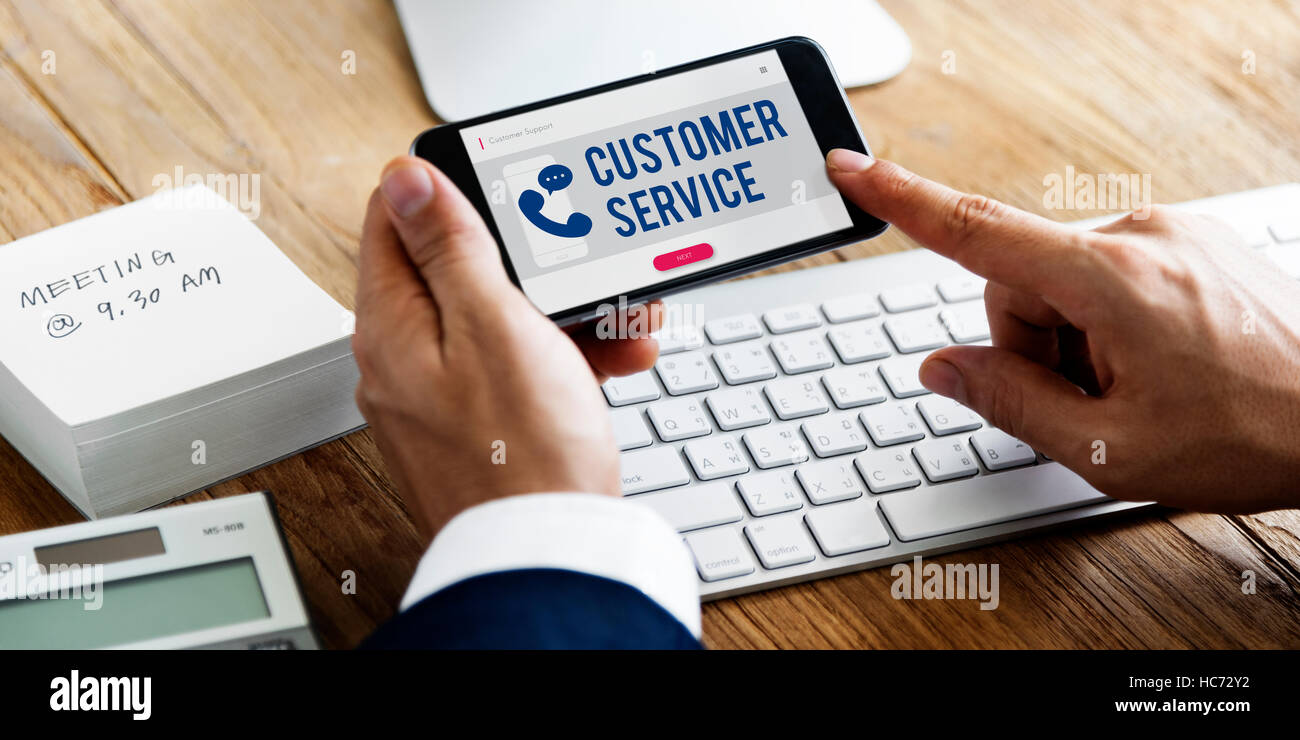 Mobile Phone Customer Service Concept Stock Photo - Alamy