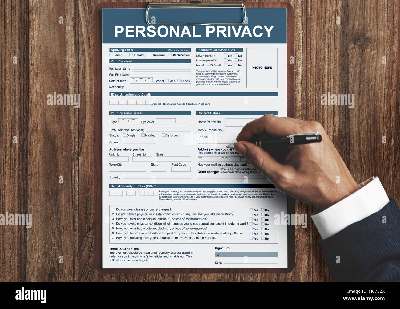 Personal Privacy Form Contract Concept Stock Photo - Alamy