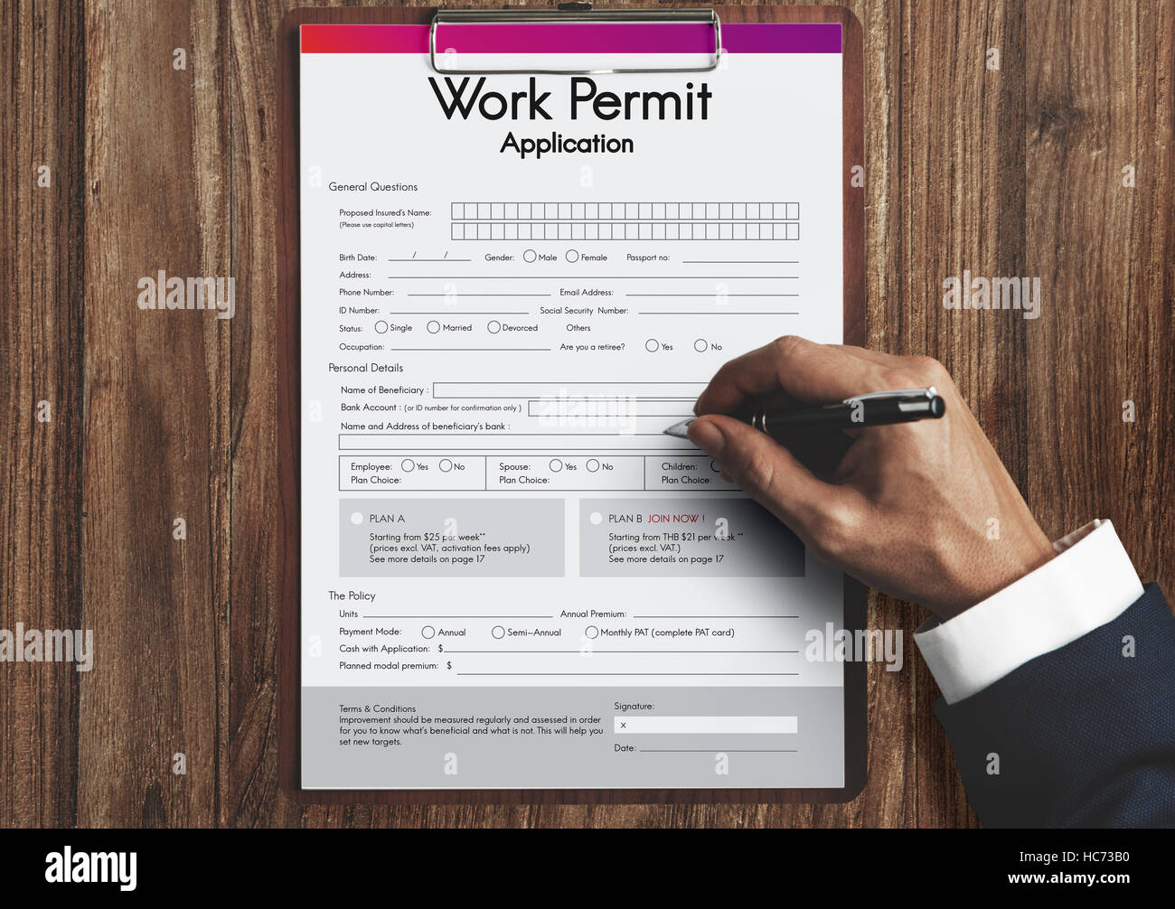 Work Permit Application Job Employment Concept Stock Photo - Alamy