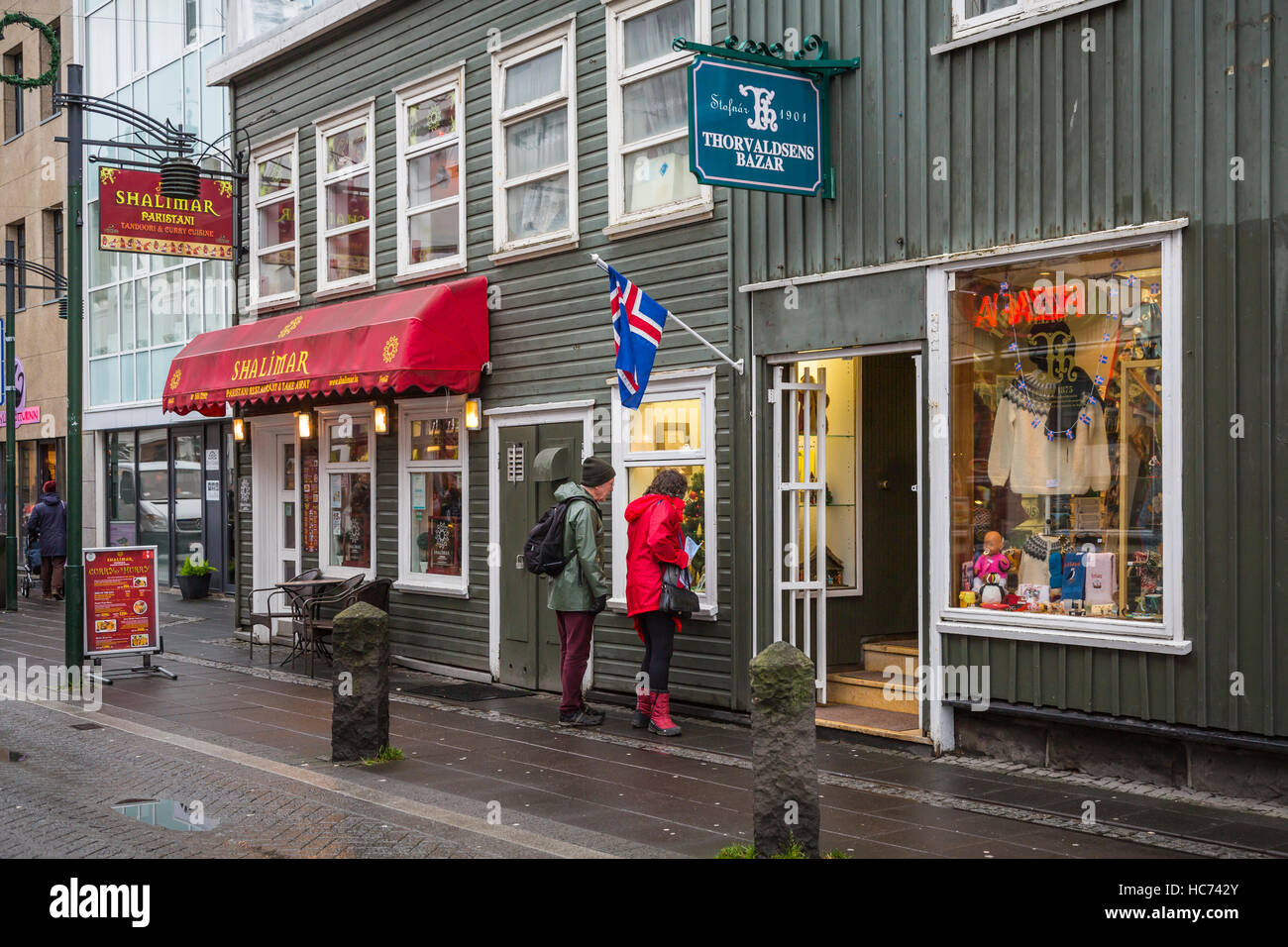 A street in the capital city of Reykjavik, Iceland, Europe Stock Photo ...