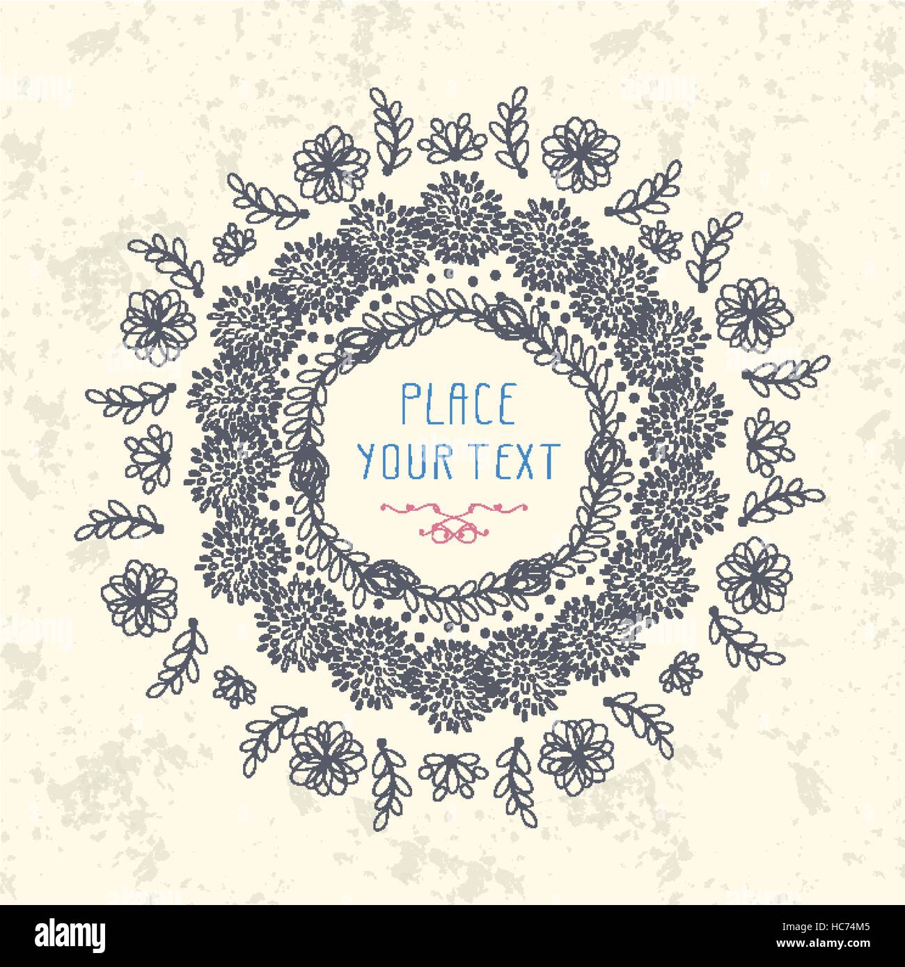 Abstract Cute Floral Design With Flowers, Leaves And Place For Text ...