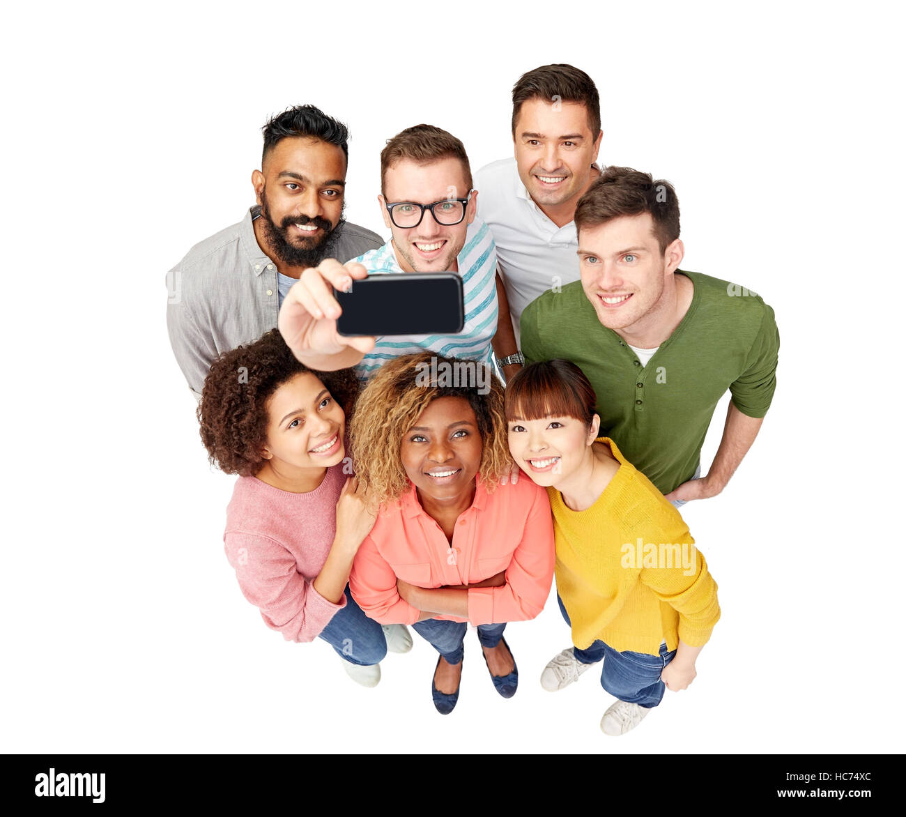 group of people taking selfie by smartphone Stock Photo - Alamy