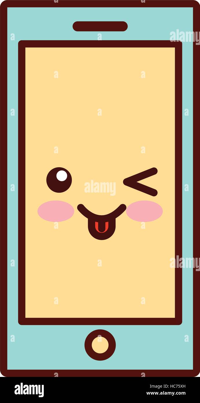 smartphone technology kawaii style line icon vector illustration design ...