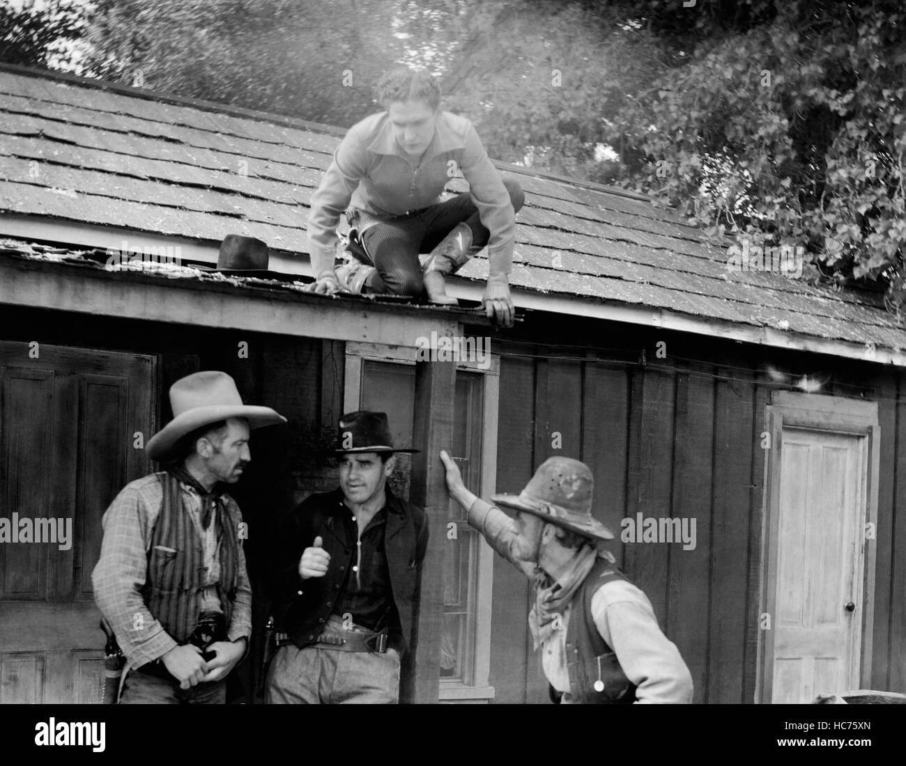 SMOKEY SMITH, second from left: Warner Richmond; Bob Steele (on roof ...
