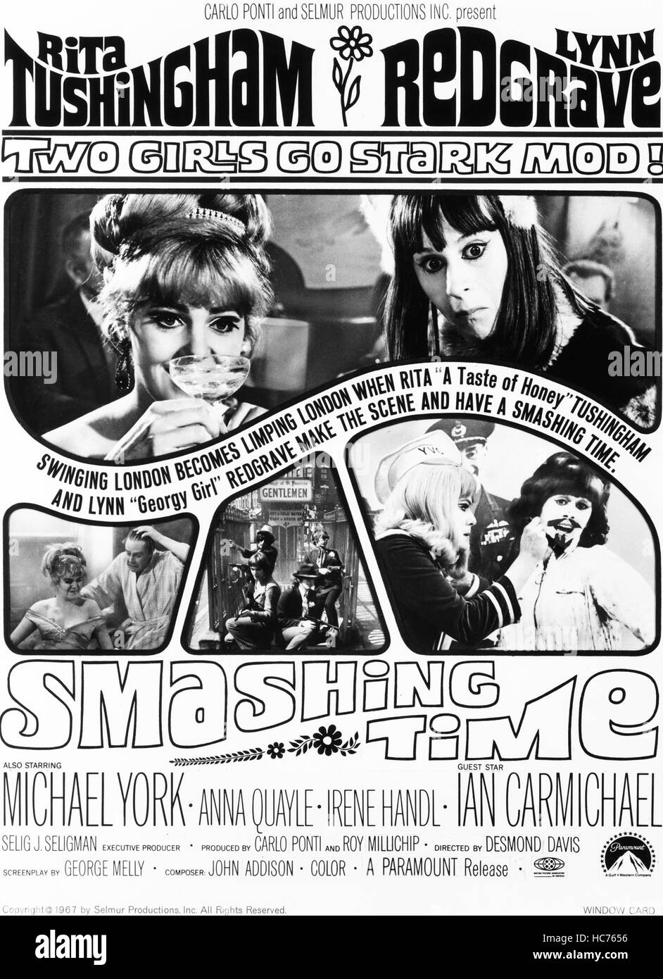SMASHING TIME, US poster, top from left: Lynn Redgrave, Rita Tushingham ...