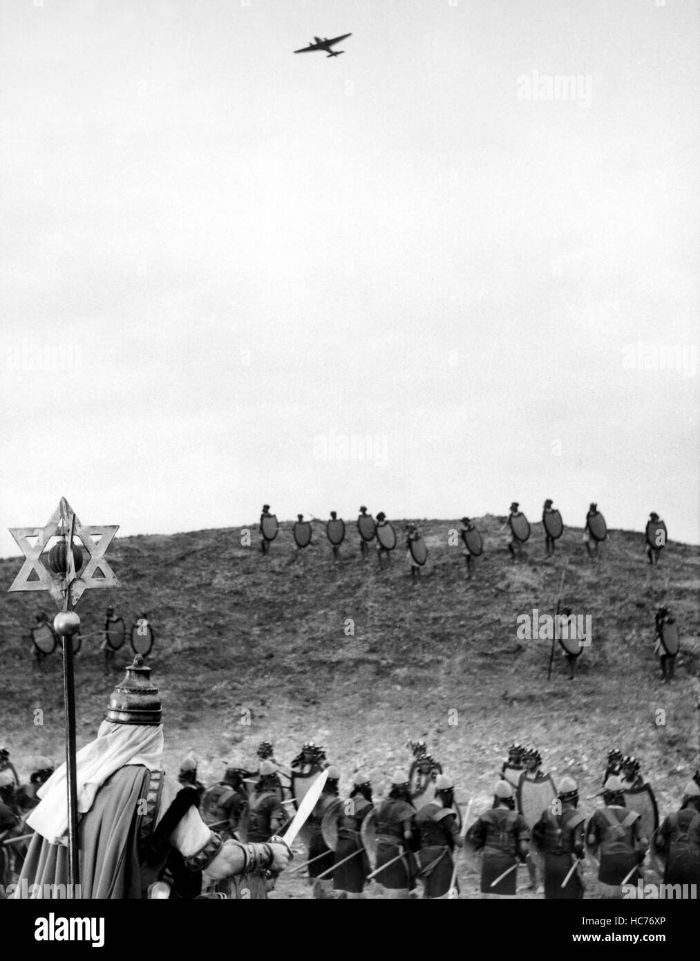 SOLOMON AND SHEBA, 1959, Airplane intrudes on Biblical battle scene ...