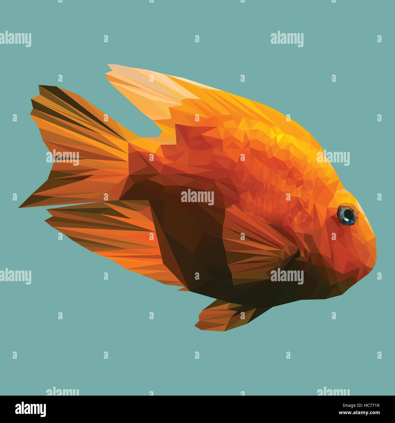 Golden fish low poly design. Triangle vector illustration Stock Vector ...